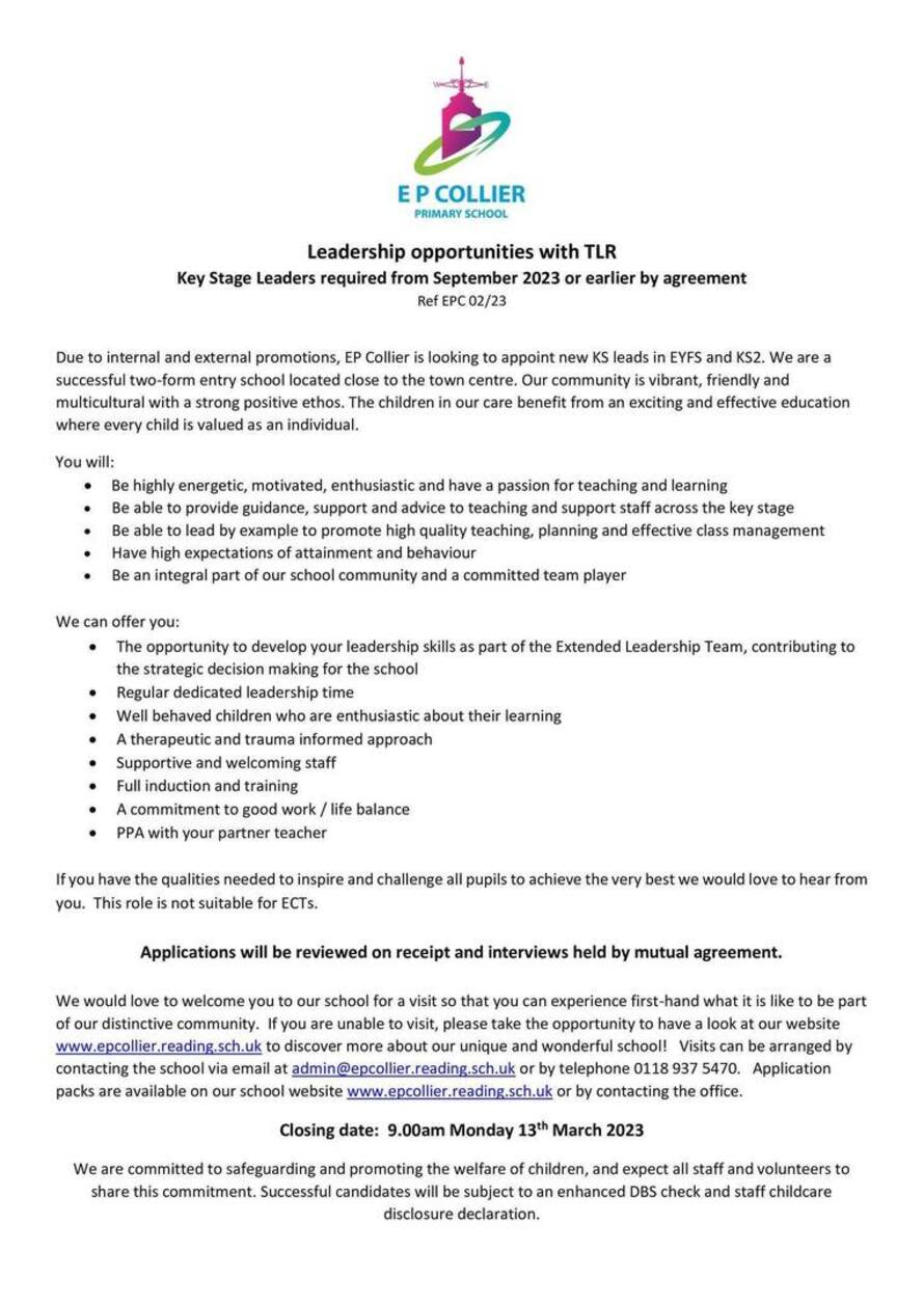 E P Collier Primary School - Profile (2023)