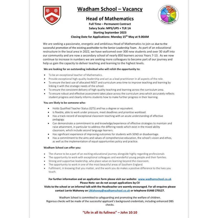 Wadham School - Profile (2023)